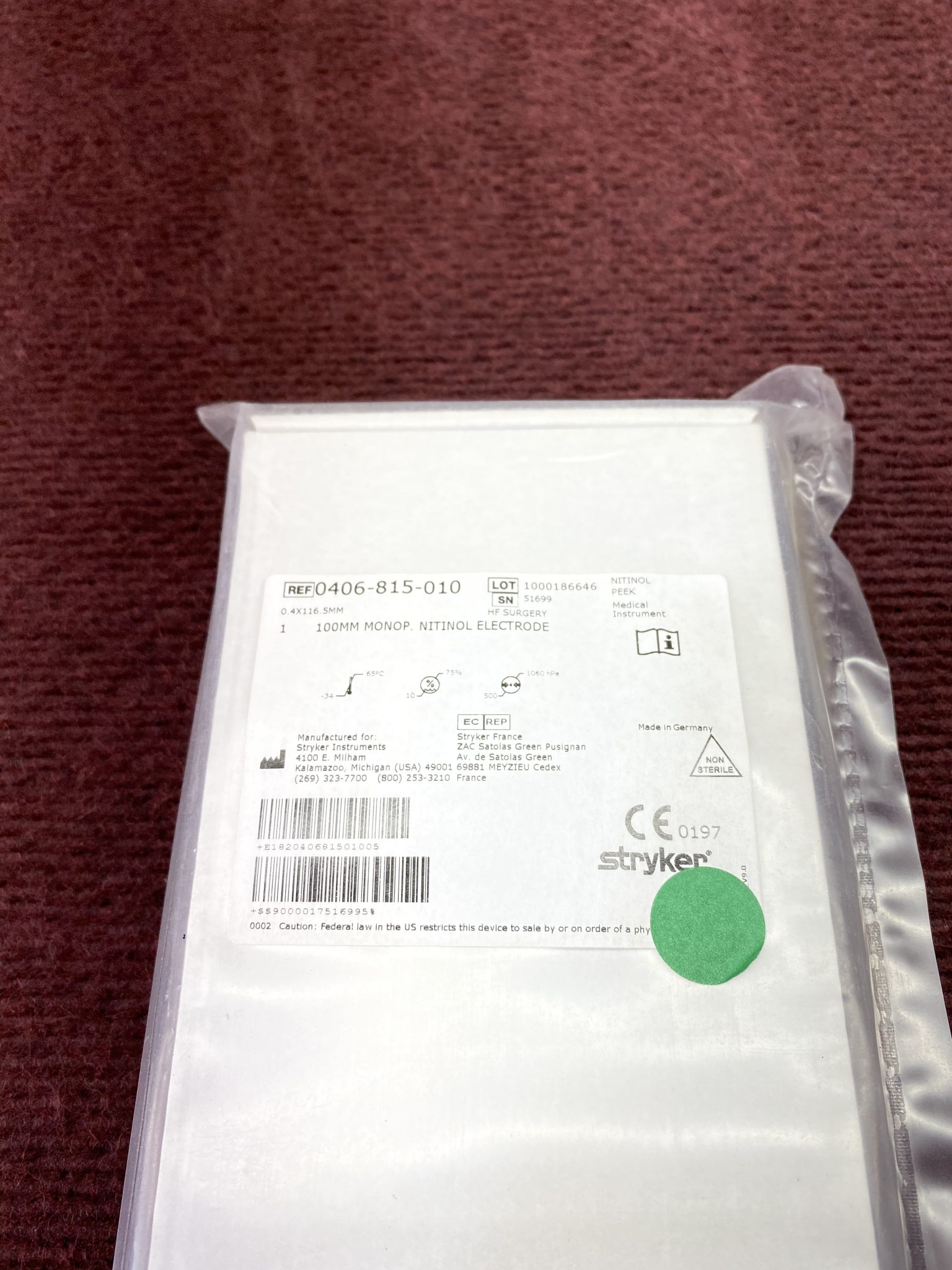 Stryker REF 0406815010 RF Probe Monopolar Nitinol Electrode (A1-2 ...