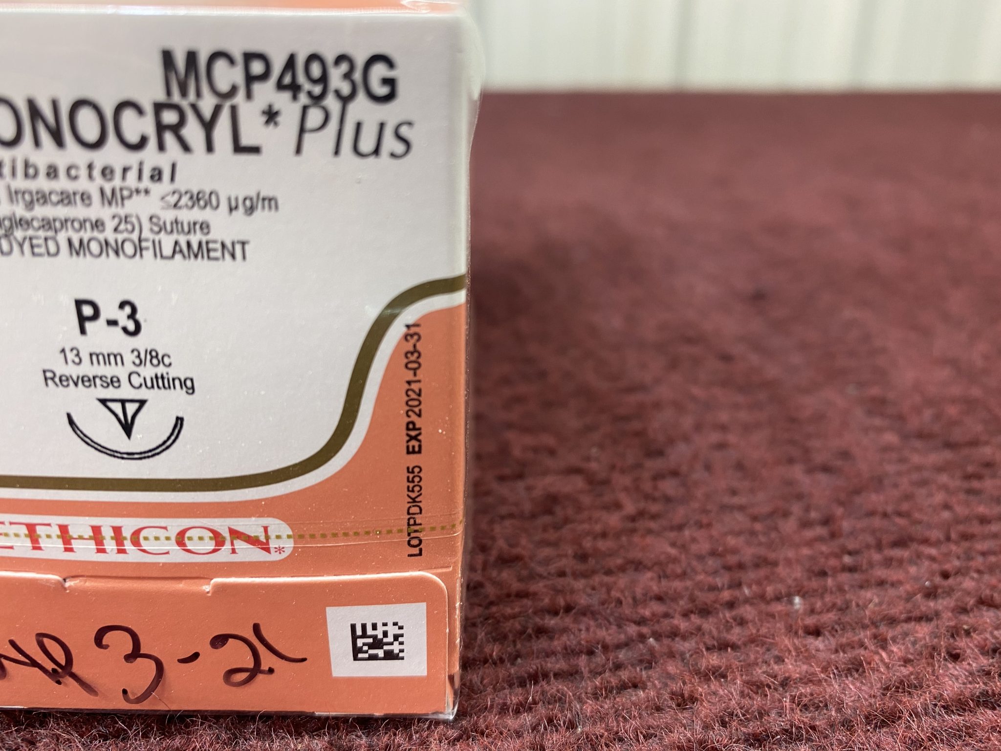 ETHICON Monocryl Plus MCP493G Sutures 5-0 45cm exp/ 03-2021, qty: 12 ...