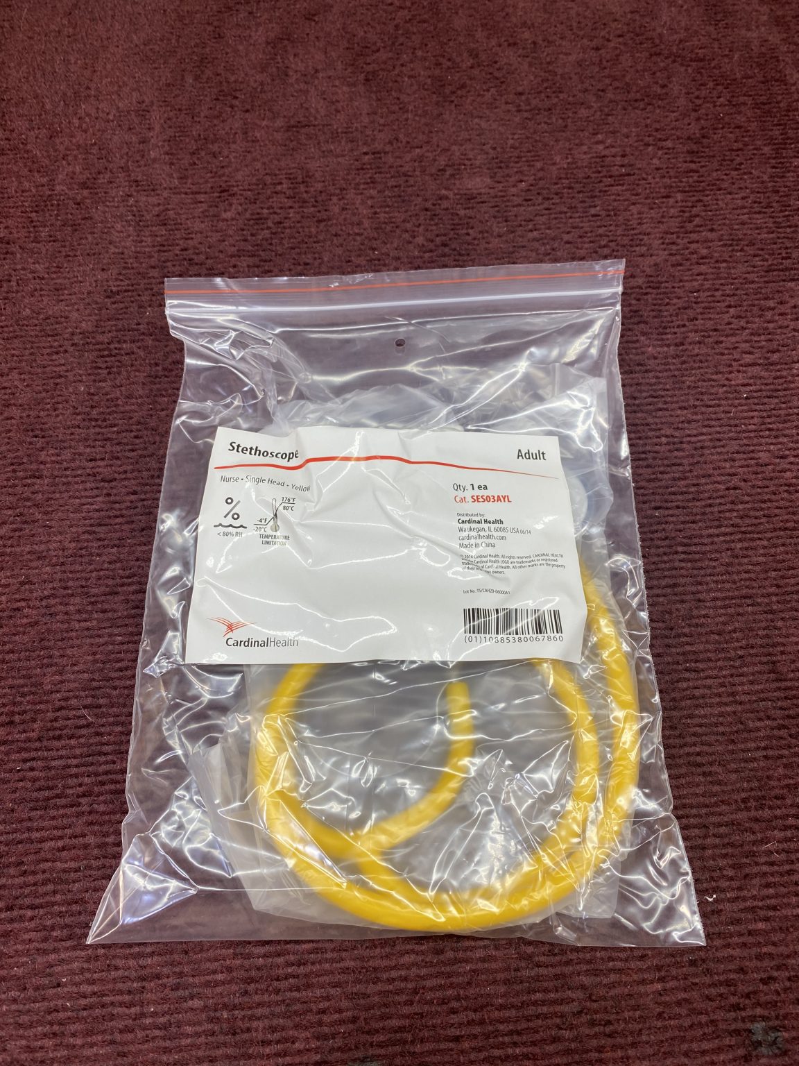 Cardinal Health Adult Yellow Stethoscope SES03AYL Box of 10 (B4-2 ...