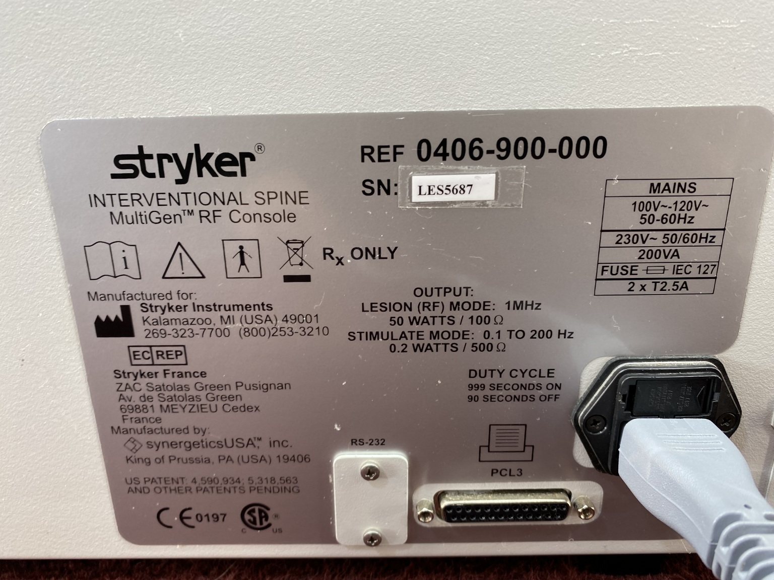 Stryker RF MultiGen 0406-900 Generator W/ 2 Stryker 040815010 probes ...