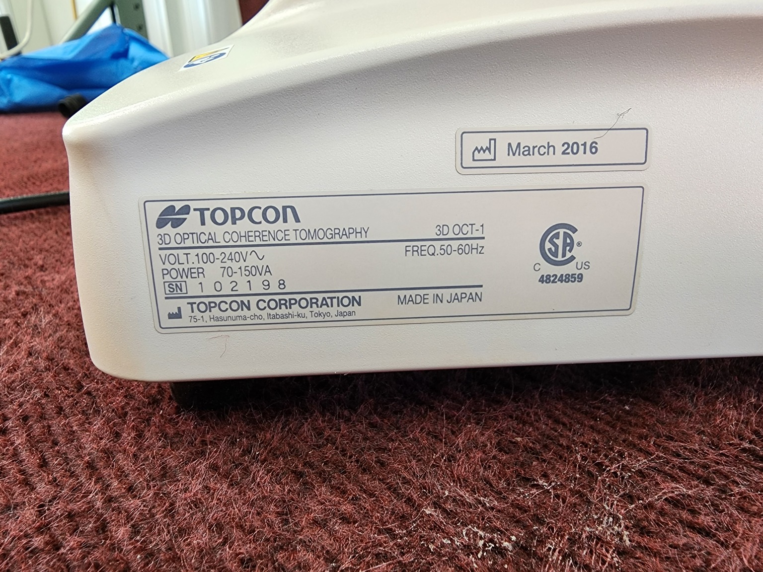 Topcon 3D OCT-1 Maestro 3D Optical Coherence Tomography - Medsold