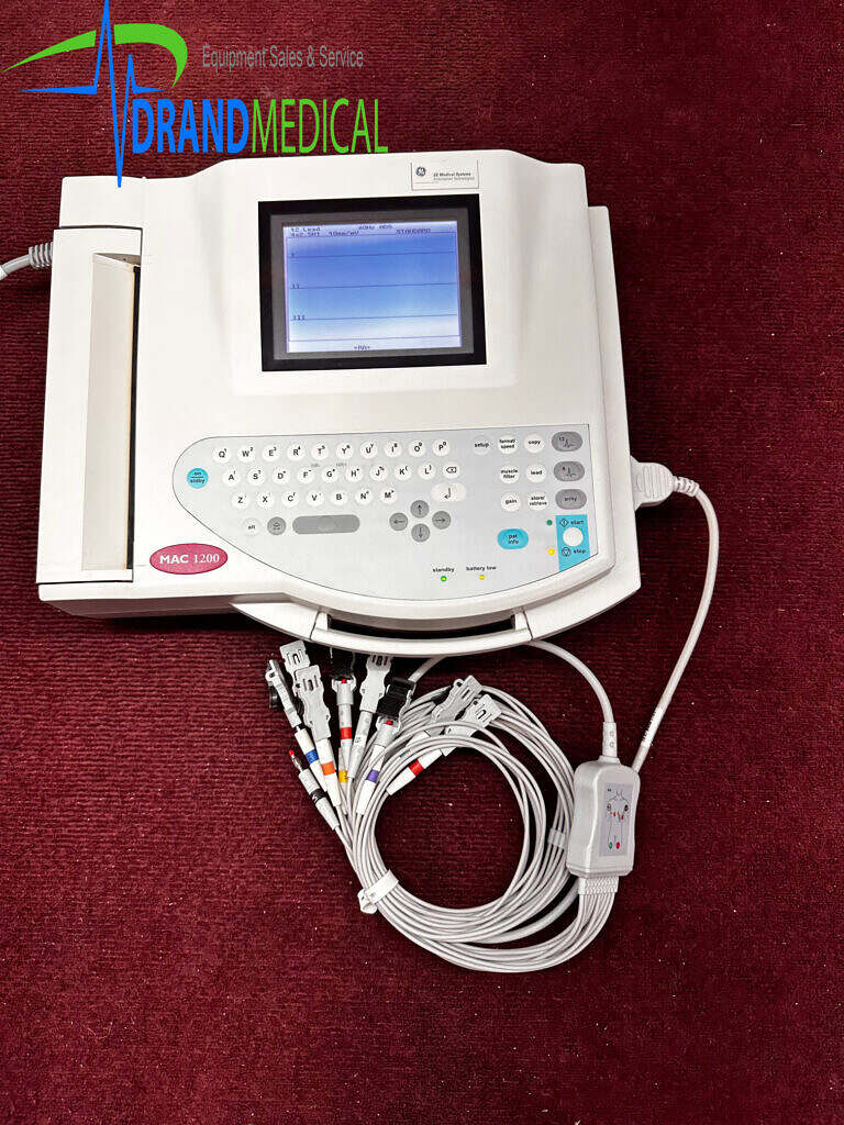 GE Mac 1200 EKG Patient Monitor System REF:10116823 W/ leads (D7-3 ...