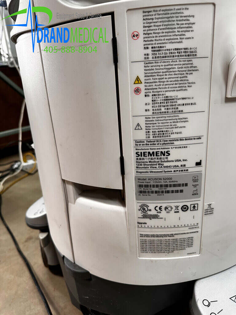 Siemens Acuson S2000 Ultrasound System 4C1 & 14L5 & 9L4 Probes - Medsold