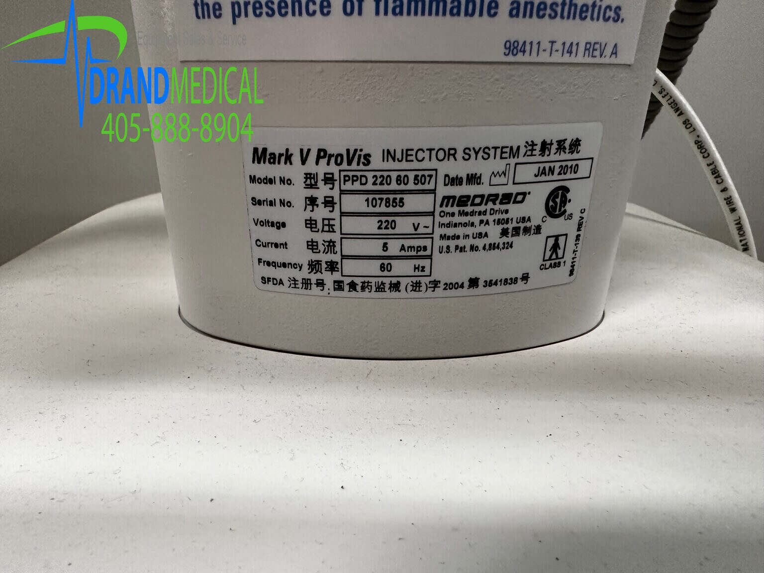 Medrad Mark V ProVis PPD Angiographic Injection System - Medsold