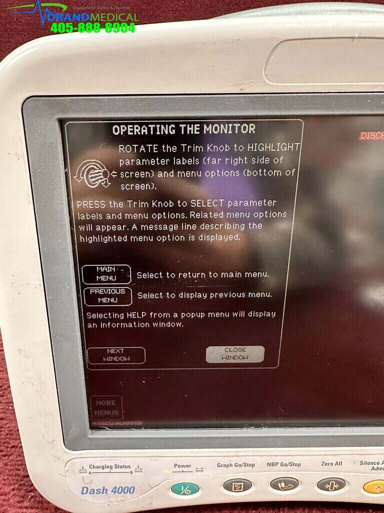 GE Dash 4000 Patient Monitor SpO2 NBP ECG Temp & BP - Medsold