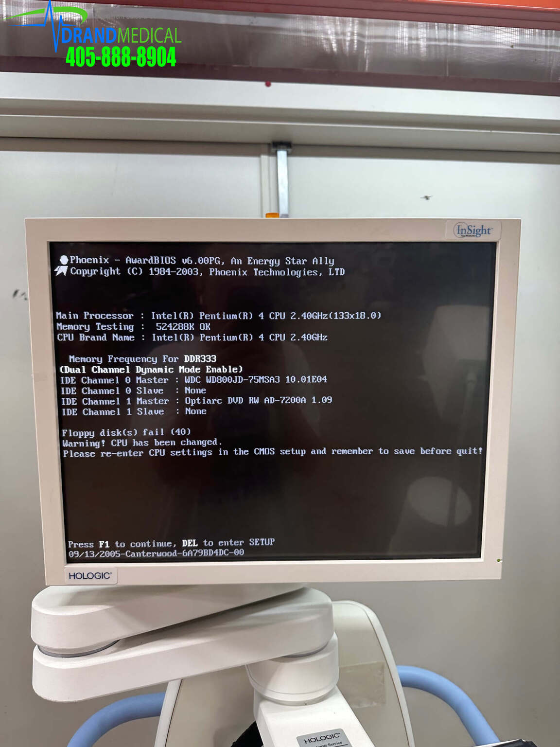 HOLOGIC FLUOROSCAN INSIGHT 2 MINI C-ARM SYSTEM W/ FOOTSWITCH & PRINTER ...