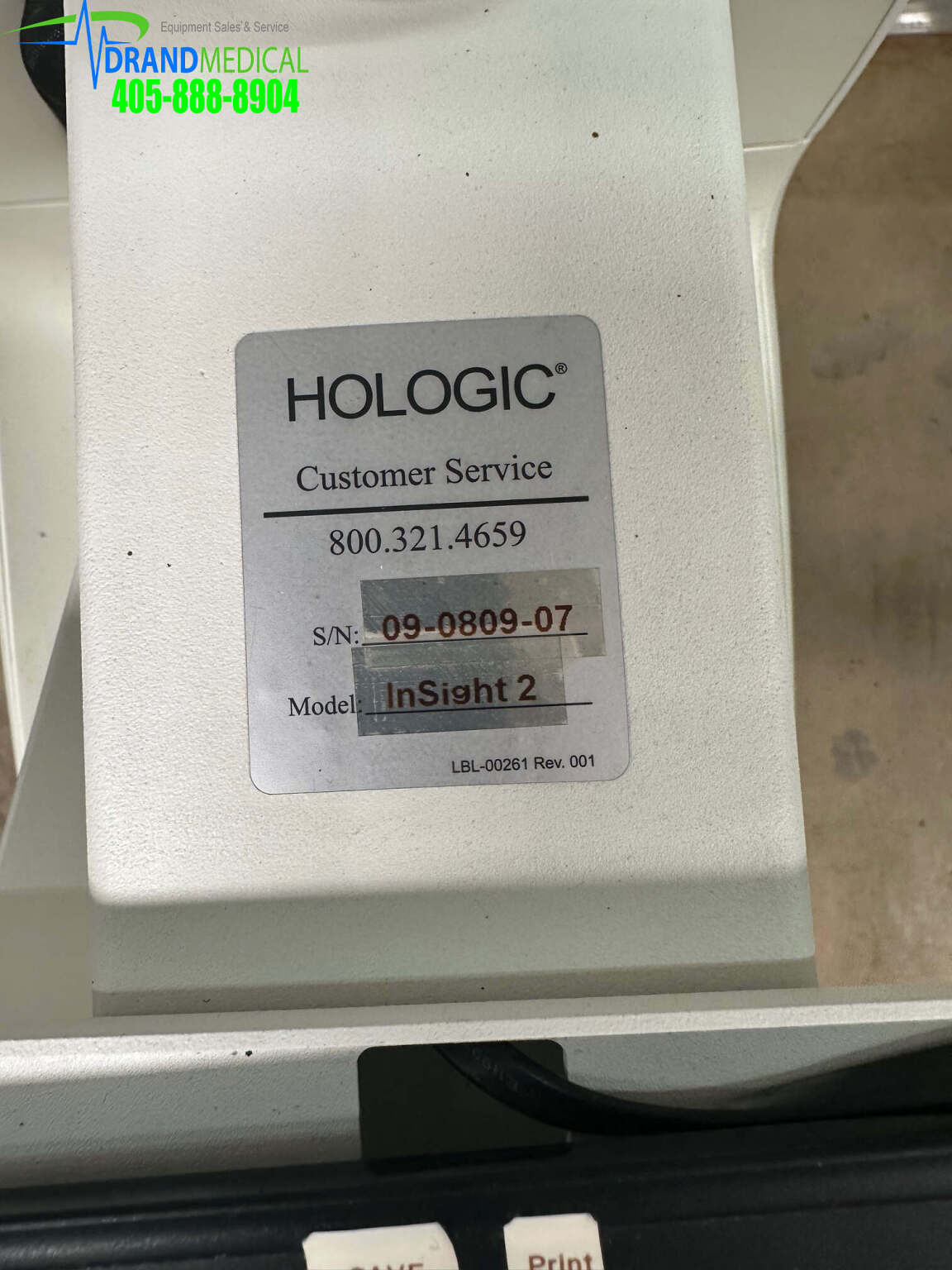 HOLOGIC FLUOROSCAN INSIGHT 2 MINI C-ARM SYSTEM W/ FOOTSWITCH & PRINTER ...