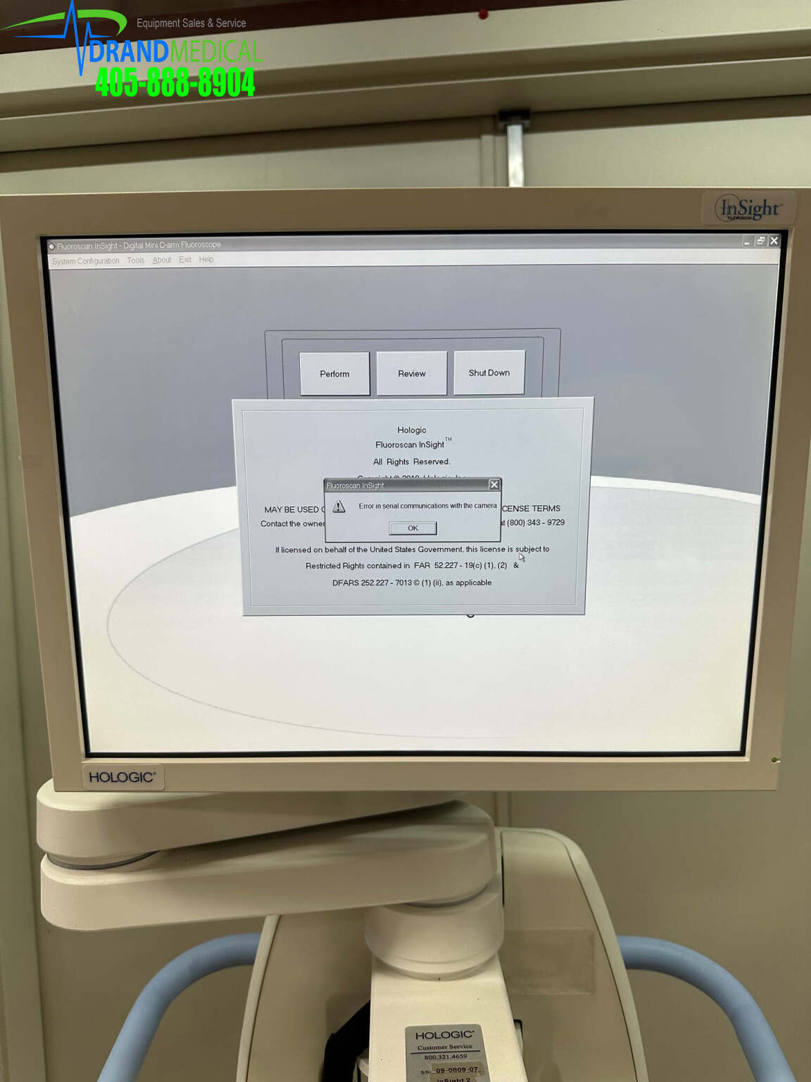 HOLOGIC FLUOROSCAN INSIGHT 2 MINI C-ARM SYSTEM W/ FOOTSWITCH & PRINTER ...