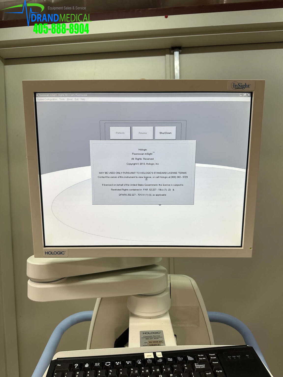 HOLOGIC FLUOROSCAN INSIGHT 2 MINI C-ARM SYSTEM W/ FOOTSWITCH & PRINTER ...