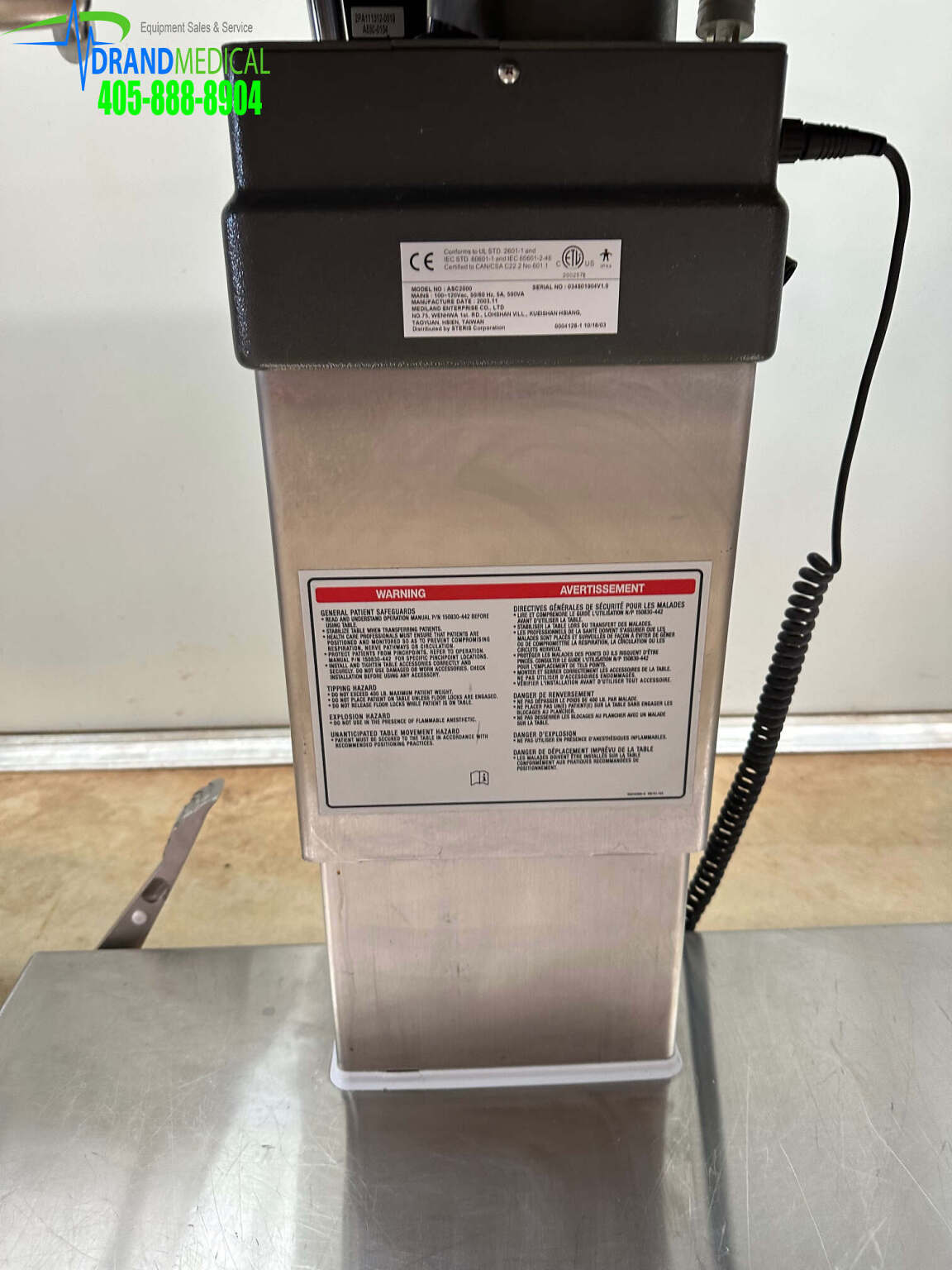 Steris ACS 2000 Surgical Table W/ Remote - Medsold