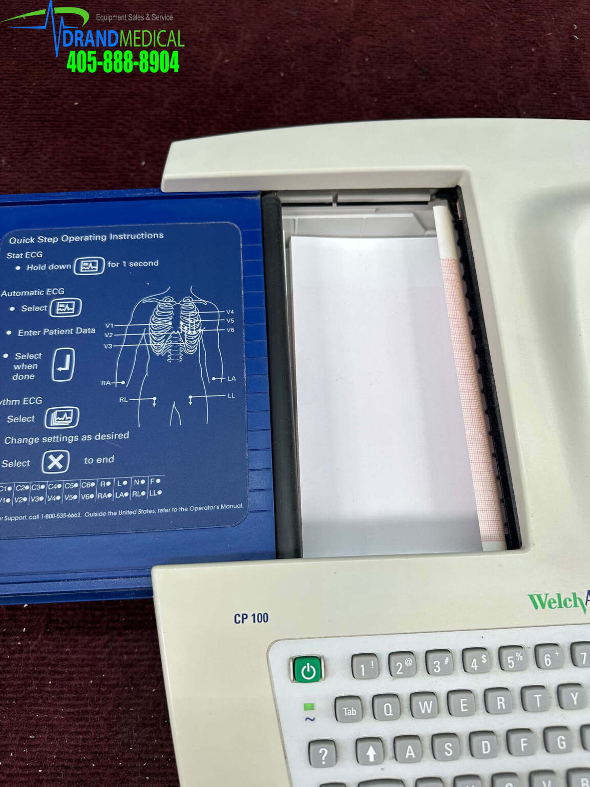 Welch Allyn CP100 Resting Interpretive EKG w/Patient Cable 400293 ...