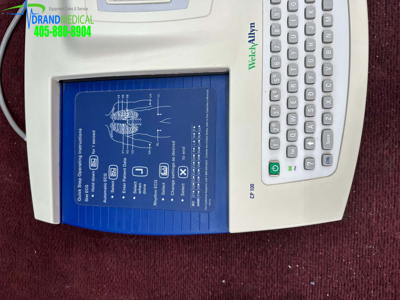 Welch Allyn CP100 Resting Interpretive EKG w/Patient Cable 400293 ...
