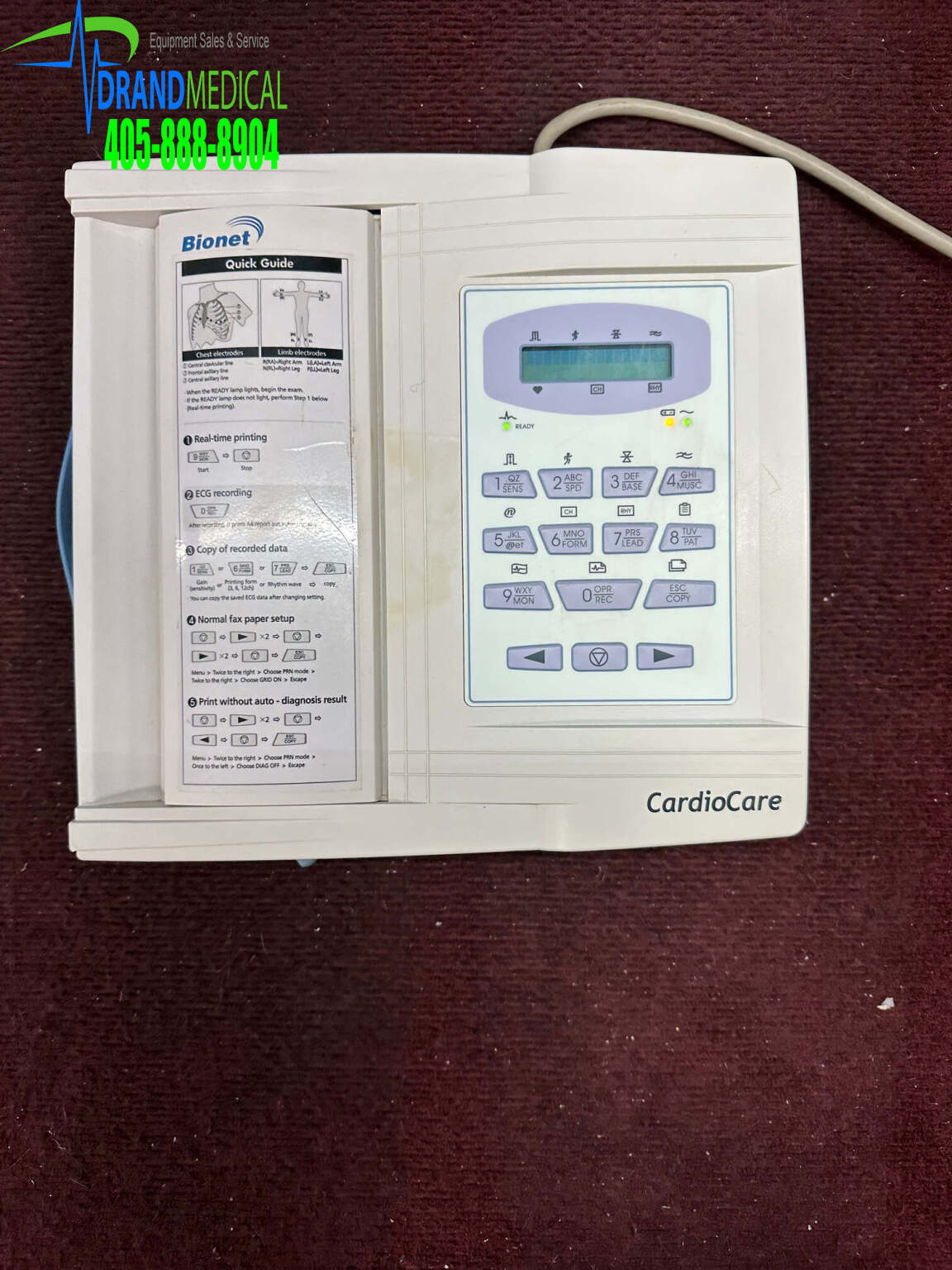 Bionet Cardiocare 10 Lead 12 Ch. Interpretive ECG-EKG Cardiocare 2000 ...