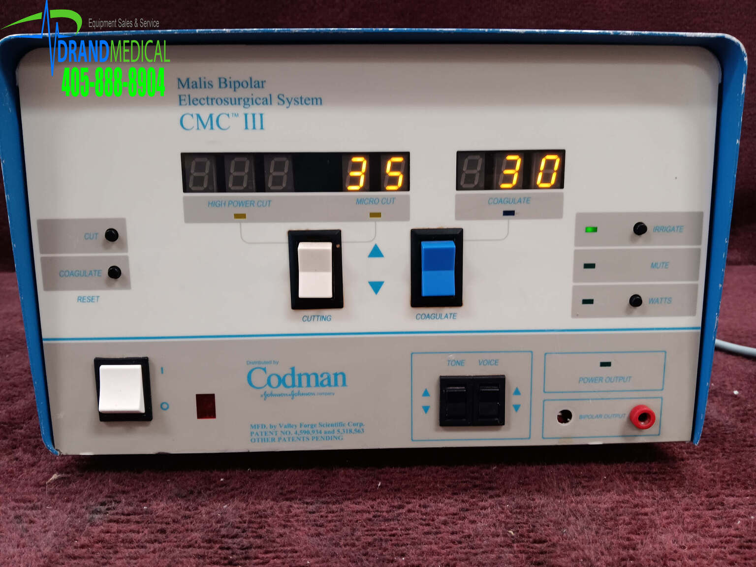 Codman CMC III Malis Bipolar Electrosurgical System Model 80-1170 - Medsold