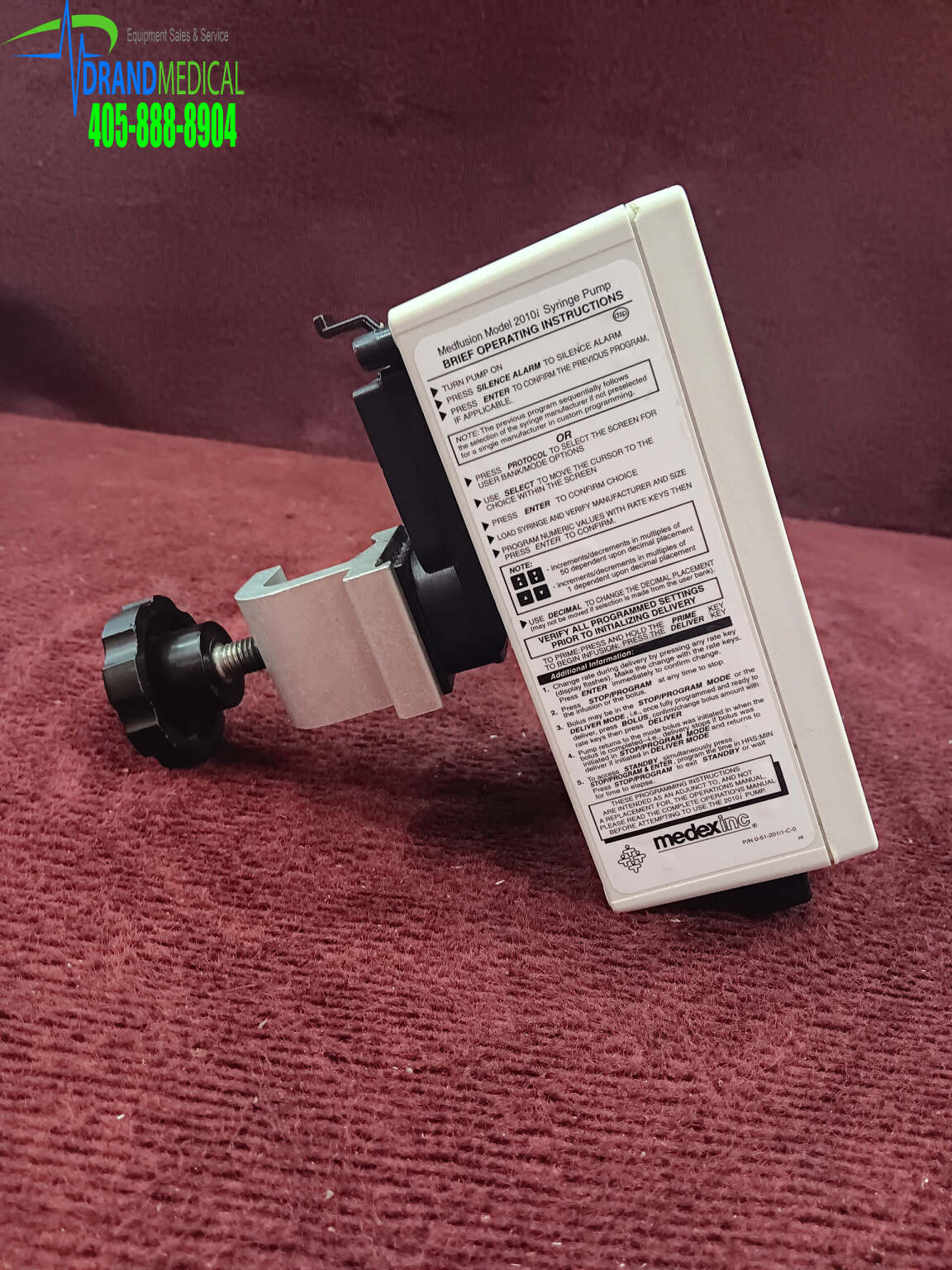 Medex Medfusion 2010i Syringe Pump & Pole Clamp - Medsold