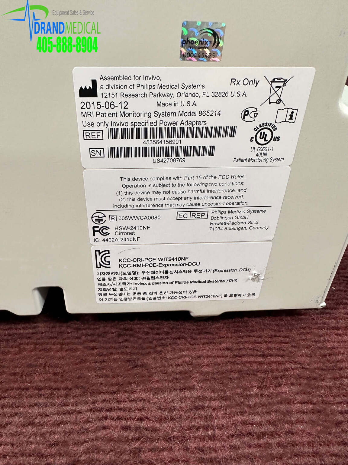 Philips Invivo Expression MRI DCU Patient Monitor Model 865214 - Medsold