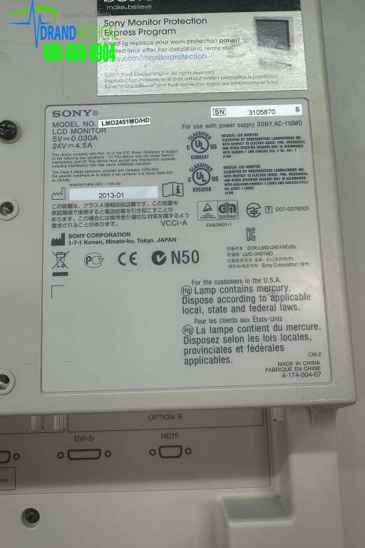 Sony LMD-2451MD/HD Endoscope Medical Grade Monitor - Medsold