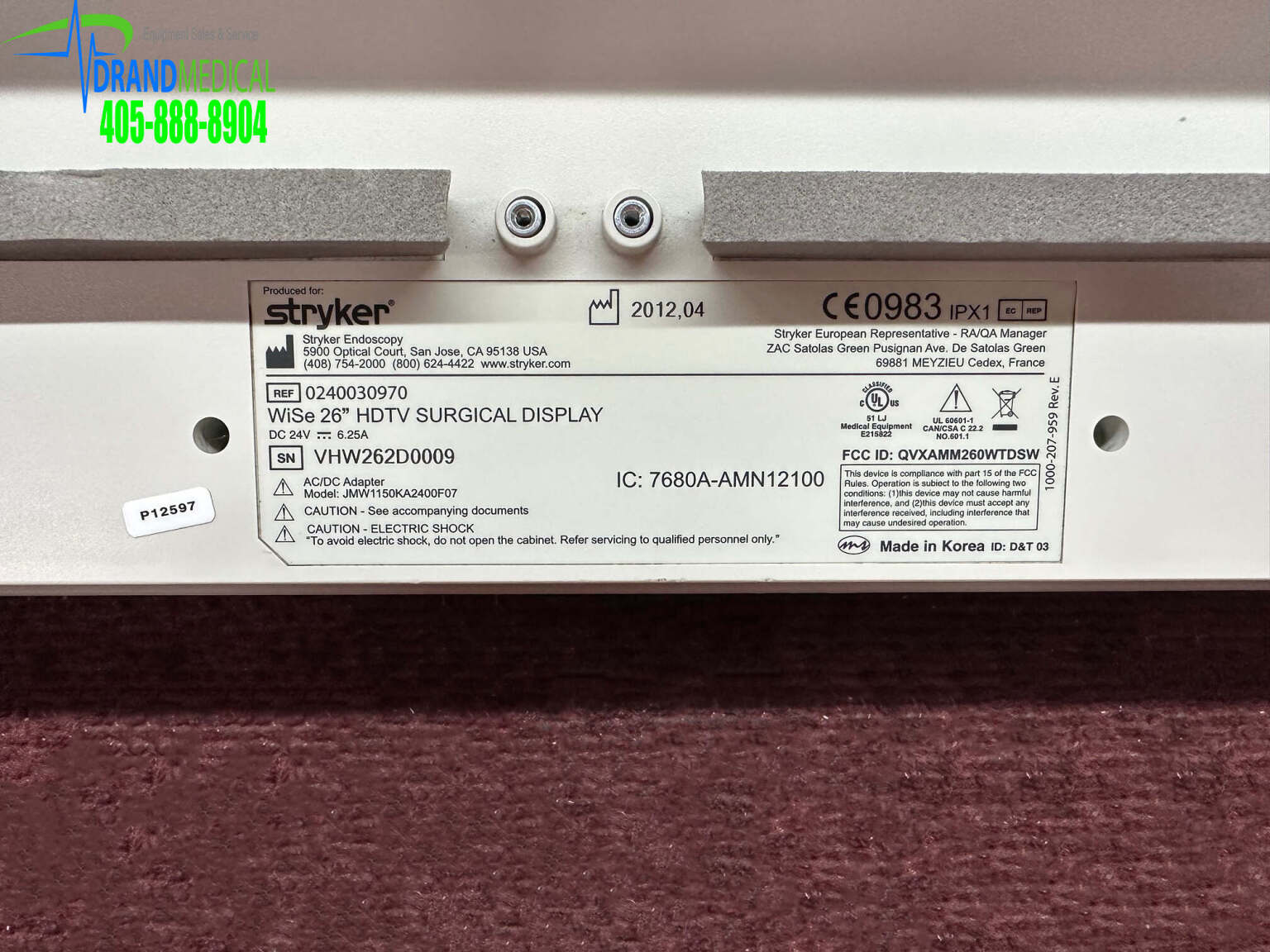 Stryker WiSe 26" HDTV Surgical Display REF 0240030970 Monitor - Medsold