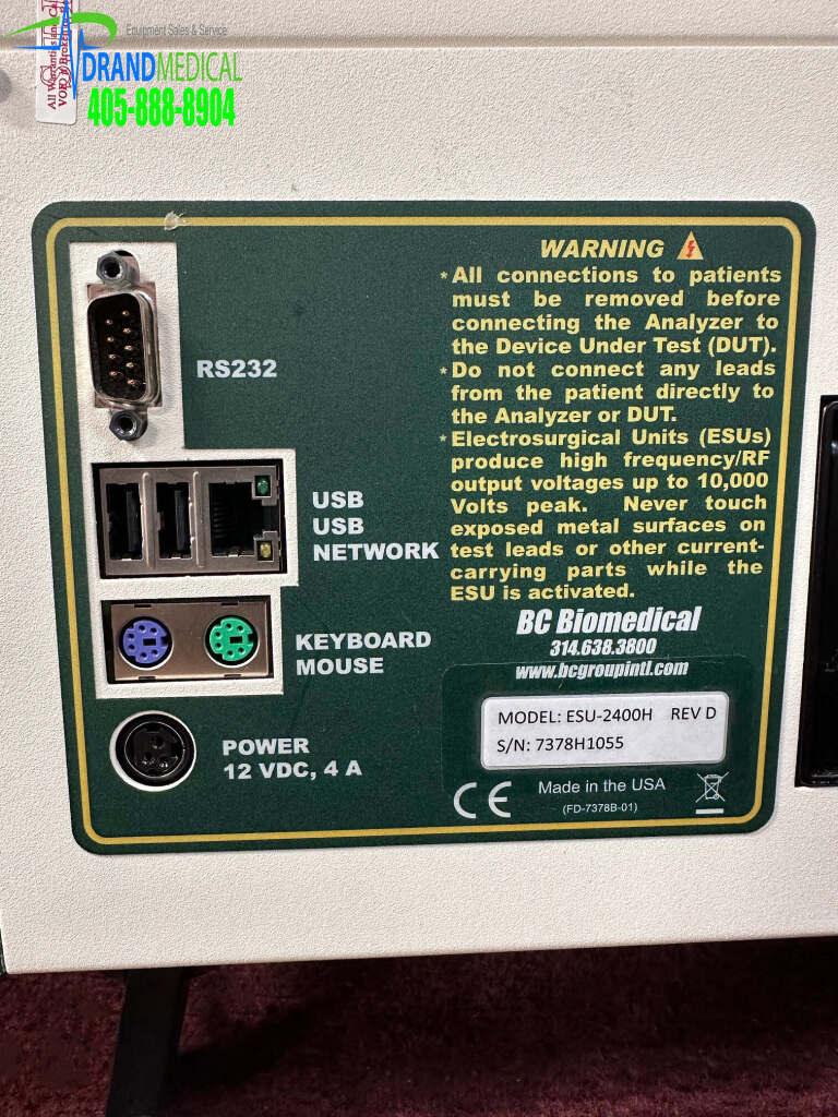 BC Biomedical ESU-2400 Electrosurgical Analyzer Model: ESU-2400H - Medsold