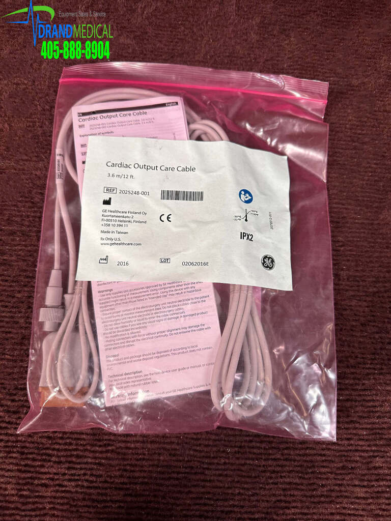 GE Cardiac Output Care Cable 3.6m/12ft REF:2025248-001 - Medsold