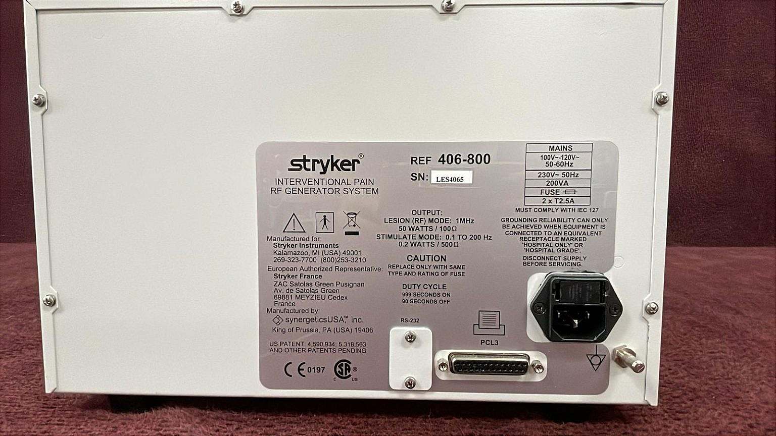 Stryker 406-800 RF Generator w/Cables, Footswitch & Manual ...